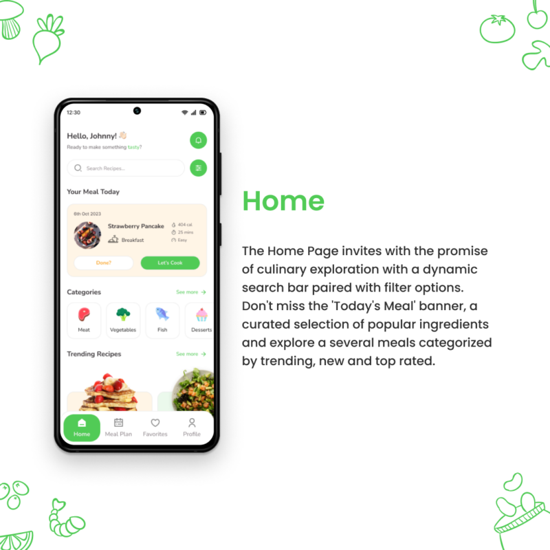 Conceptualizing ideas and sharing the high-fidelity Meal Planner App UI ...