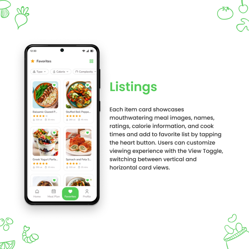 Conceptualizing ideas and sharing the high-fidelity Meal Planner App UI ...